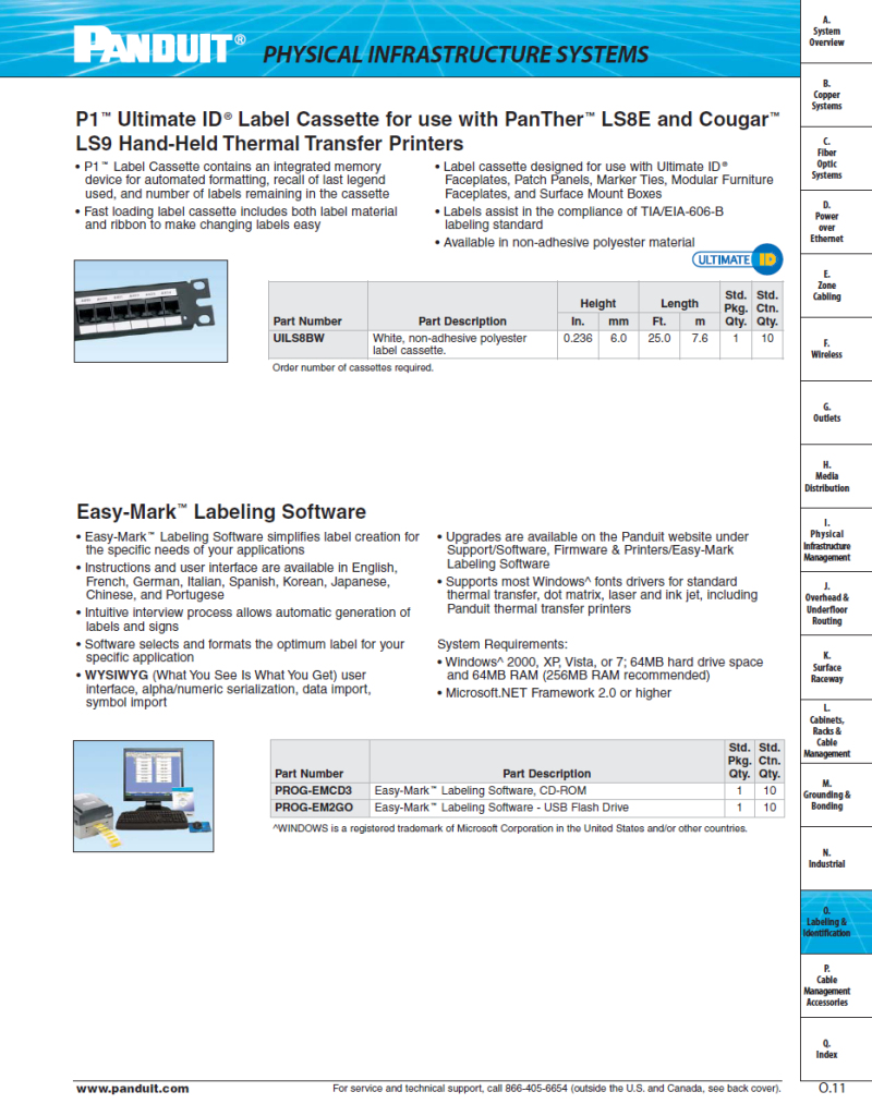P1 Ultimate ID Label Cassette for use with PanTher LS8E and Cougar LS9 ...
