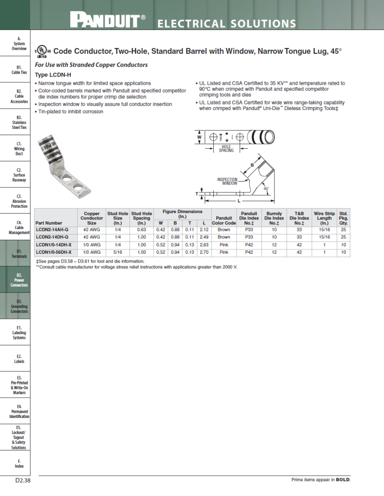 Conductor Two Hole Standard Barrel Narrow Tongue