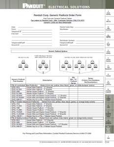 Panduit Corp Generic Padlock Order Form