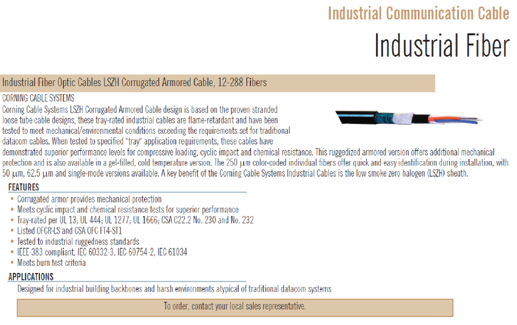 Industrial Fiber Optic Cables LSZH Corrugated Armored Cable 12 288 Fibers
